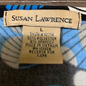 Susan Lawrence | Tops | Susan Lawrence Black Blue Pattered Large Top ...